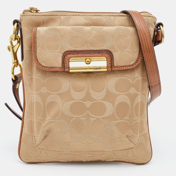 Coach | Bags | Coach Beigebrown Signature Canvas And Leather Courie ...